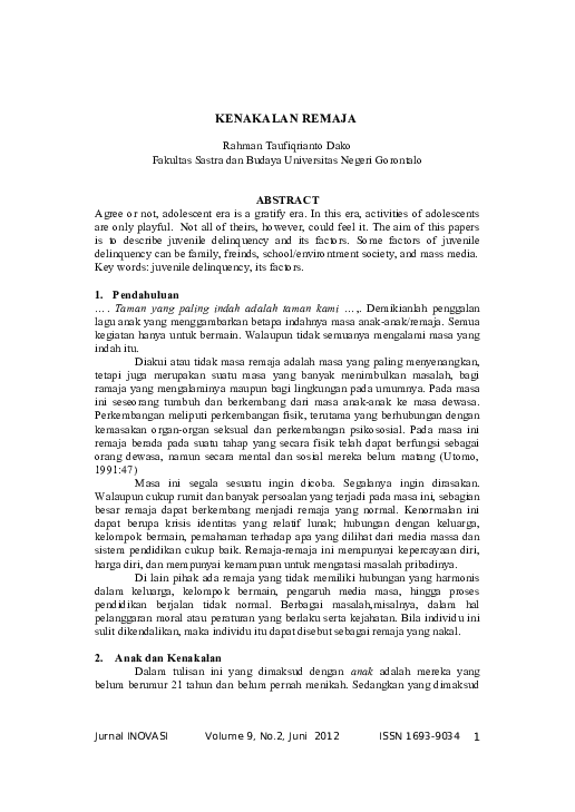 (PDF) Kenakalan Remaja