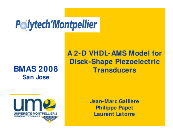 Pdf A 2 D Vhdl Ams Model For Disk Shape Piezoelectric Transducers