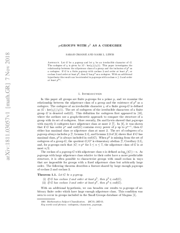 Pdf P Groups With P2 As A Codegree
