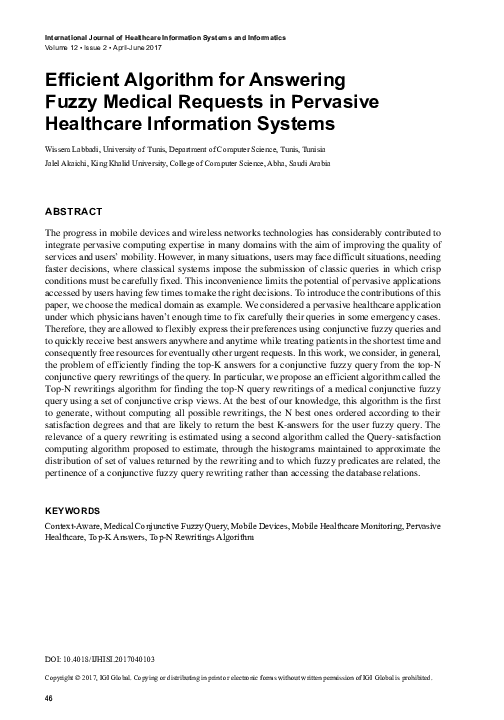 (PDF) Efficient Algorithm for Answering Fuzzy Medical Requests in Pervasive Healthcare ...