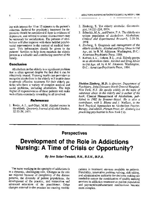(PDF) Development of the Role in Addictions Nursing: A Time of Crisis ...