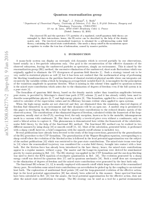 Pdf Quantum Renormalization Group