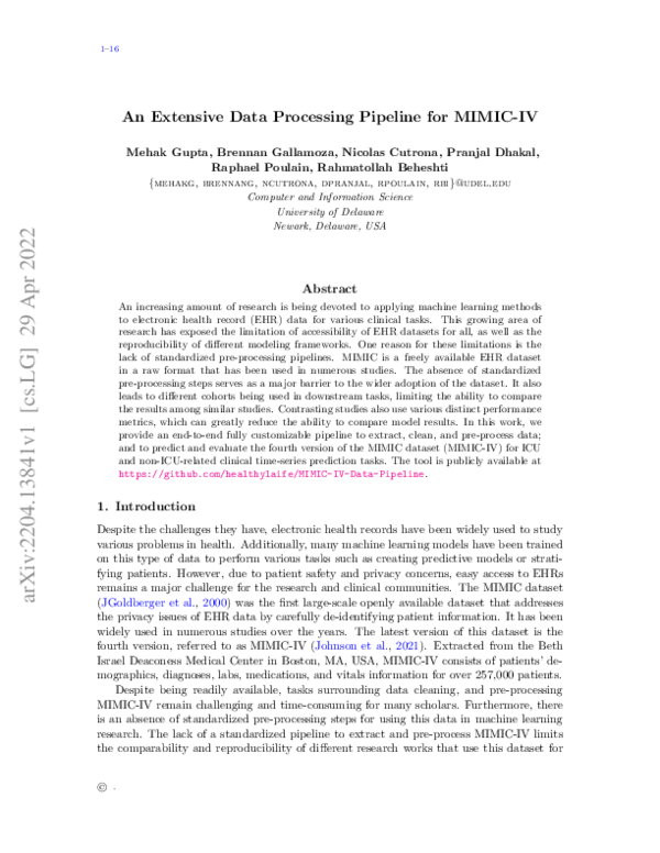 (PDF) An Extensive Data Processing Pipeline for MIMIC-IV