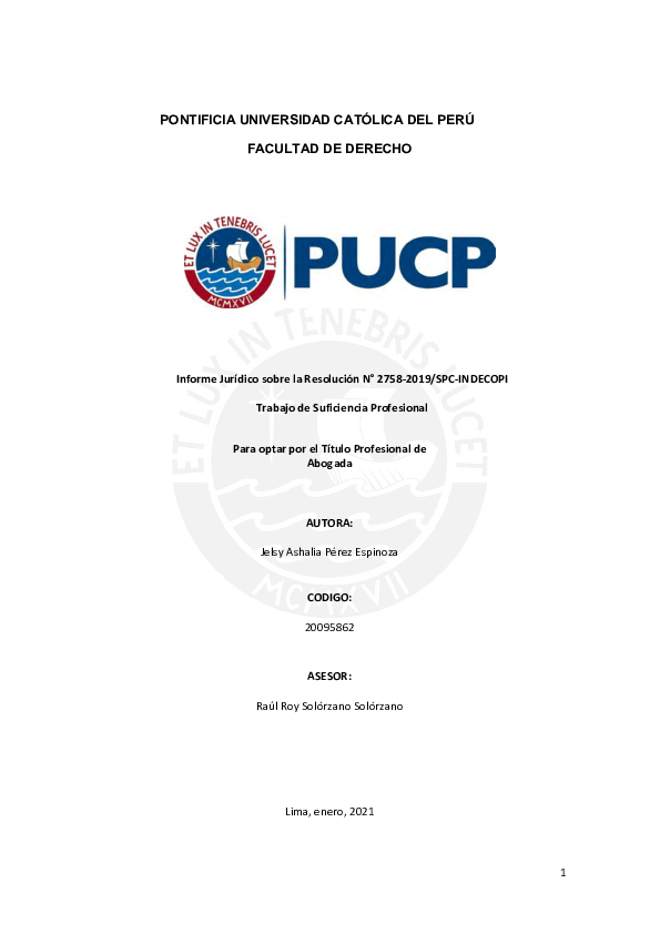 (PDF) Informe Jurídico sobre la Resolución N° 2758-2019/SPC-INDECOPI