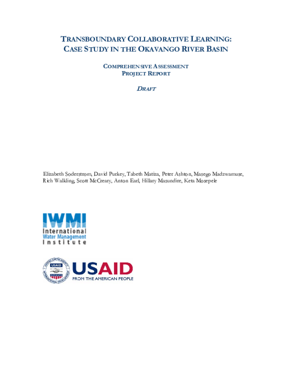 (PDF) Transboundary Collaborative Learning: Case Study in the Okavango ...