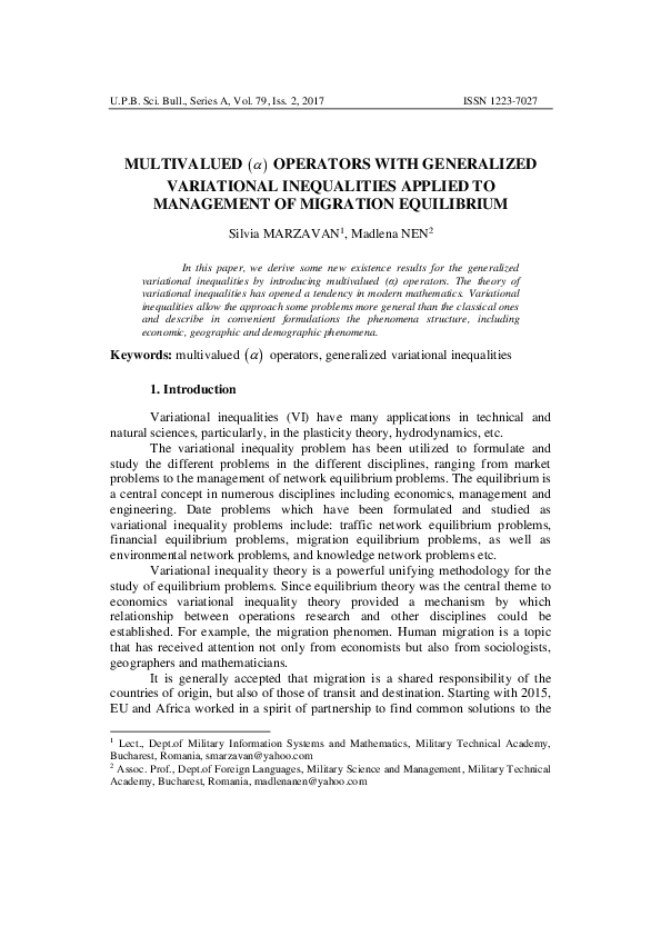 (PDF) Operators with Generalized Variational Inequalities Applied to ...