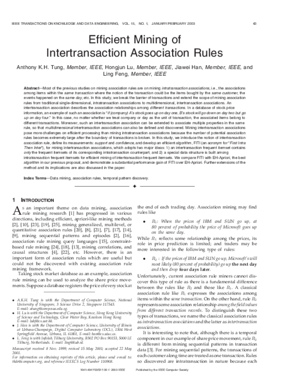 (PDF) Efficient mining of intertransaction association rules