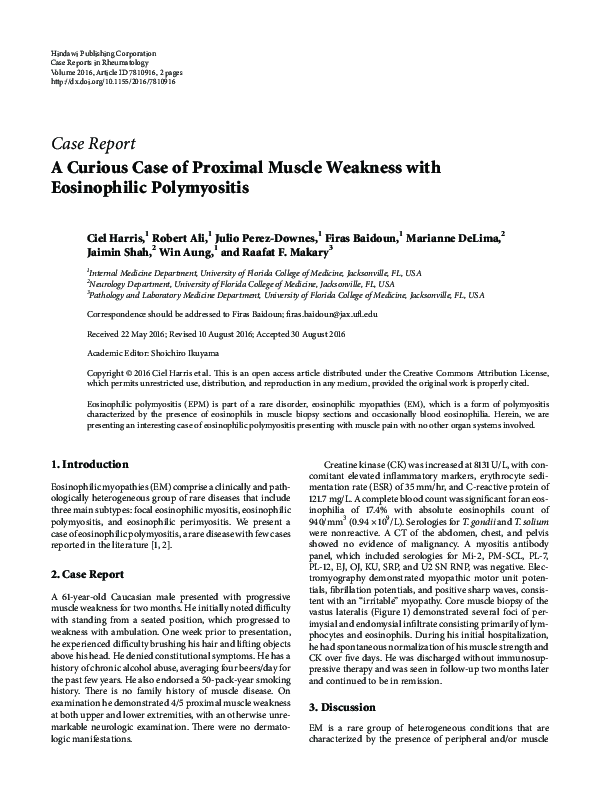 (PDF) A Curious Case of Proximal Muscle Weakness with Eosinophilic ...