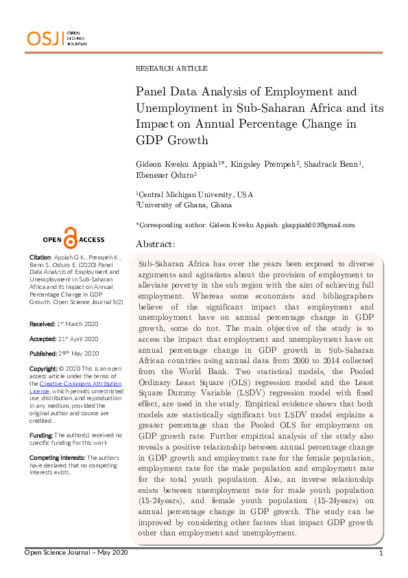 (PDF) Panel data analysis of employment and unemployment in Sub-Saharan Africa and its impact on ...