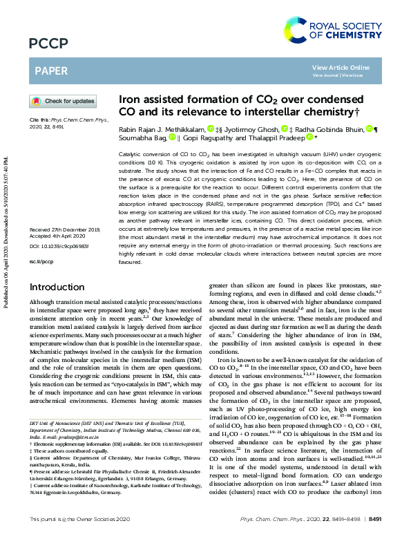 (PDF) Iron assisted formation of CO2 over condensed CO and its ...
