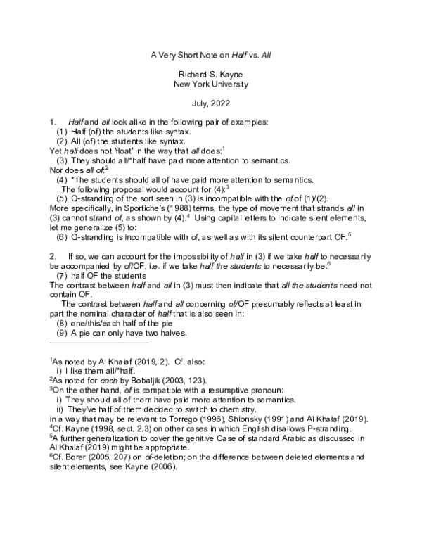 (PDF) A Very Short Note on Half vs. All