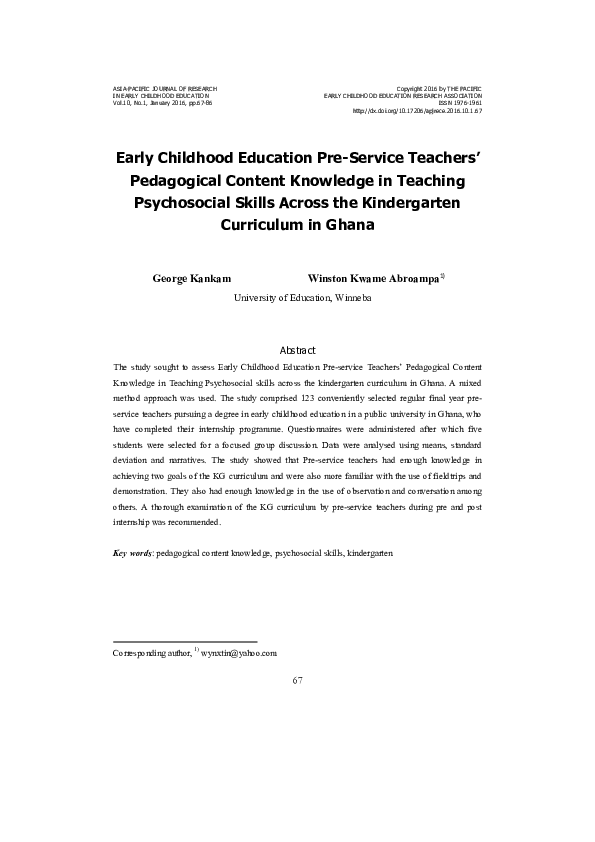 (PDF) Early Childhood Education Pre-Service Teachers’ Pedagogical ...
