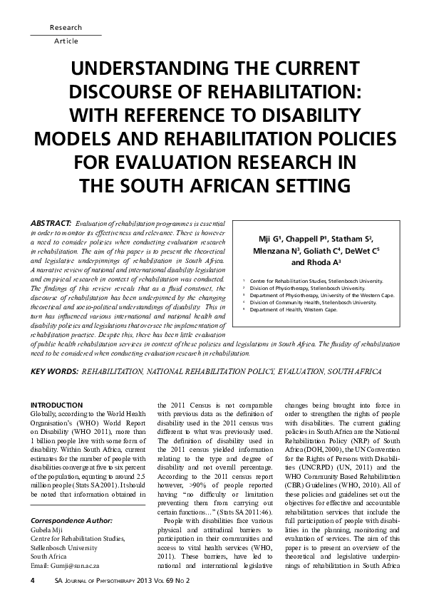 (PDF) Understanding the current discourse of rehabilitation: With ...