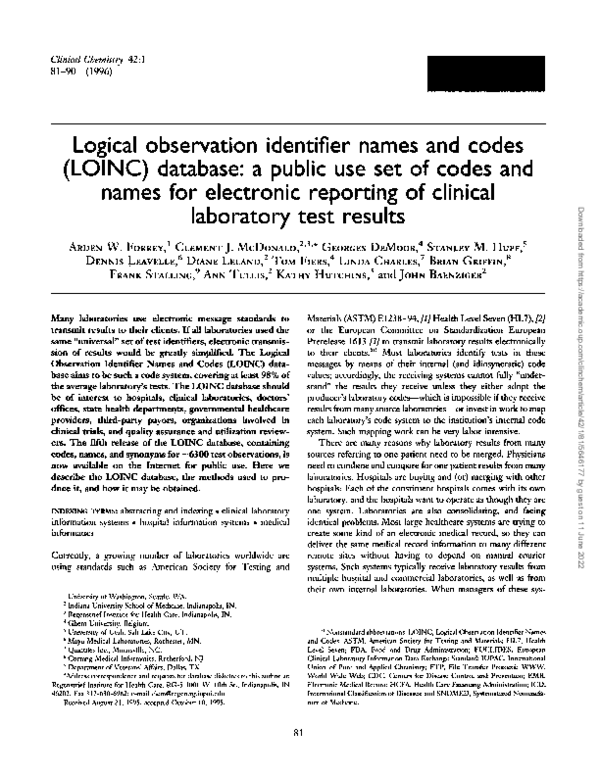(PDF) Logical observation identifier names and codes (LOINC) database ...