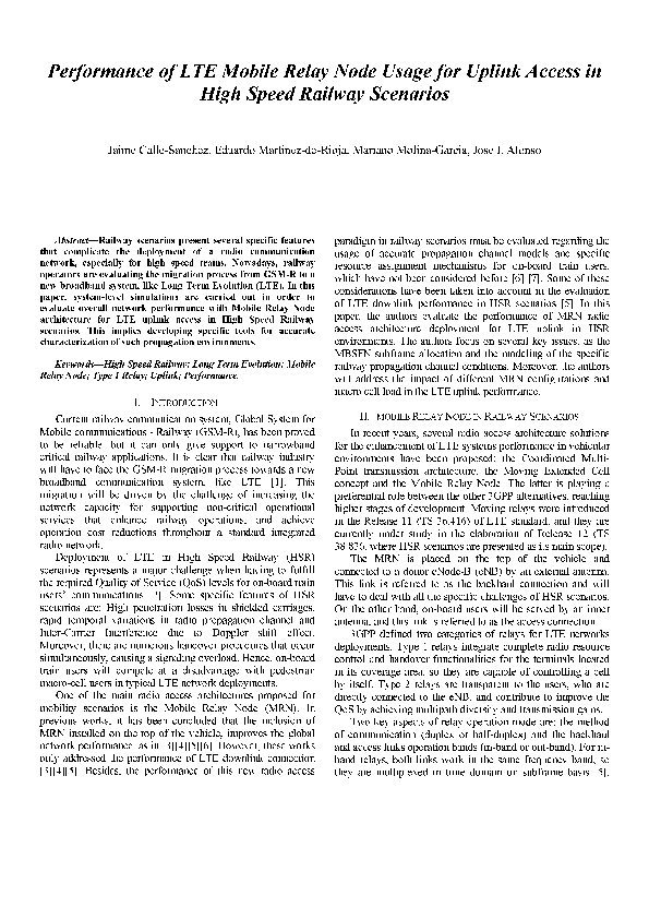 Pdf Performance Of Lte Mobile Relay Node Usage For Uplink Access In
