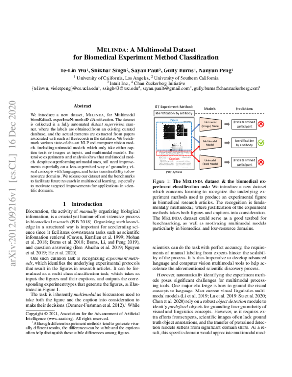 (PDF) MELINDA: A Multimodal Dataset for Biomedical Experiment Method ...