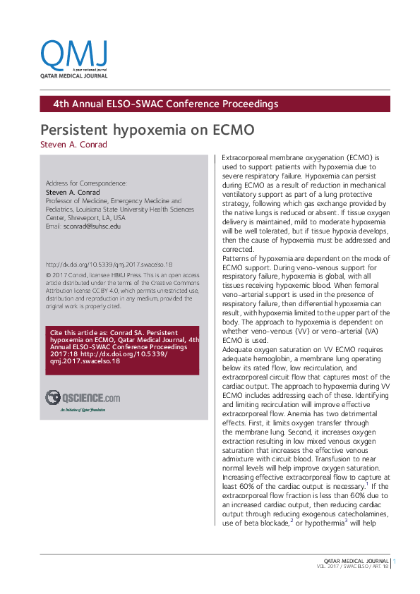 (PDF) Persistent hypoxemia on ECMO