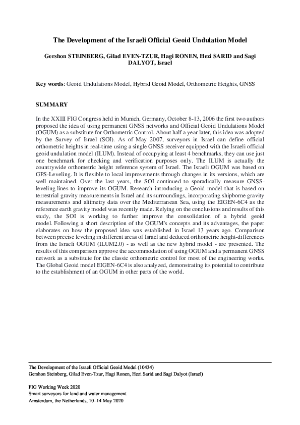 (PDF) The development of the Israeli official geoid undulation model