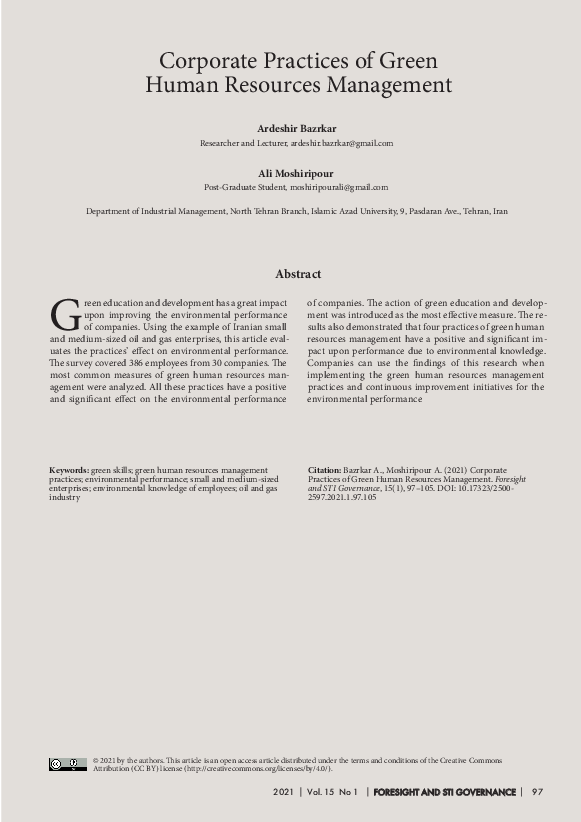 (PDF) Corporate Practices of Green Human Resources Management