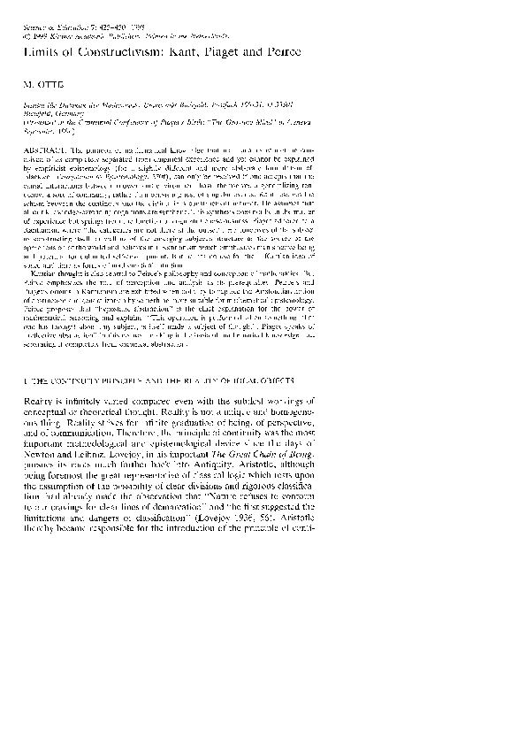 (PDF) Limits of Constructivism: Kant, Piaget and Peirce