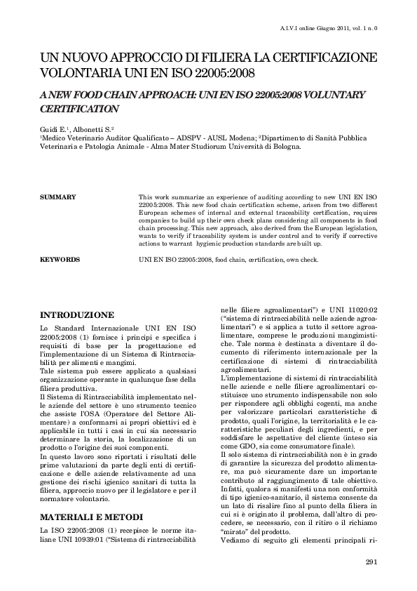 (PDF) A New Food Chain Approach: Uni en Iso 22005:2008 Voluntary ...