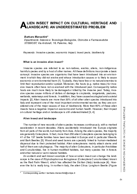 (PDF) Alien Insect Impact on Cultural Heritage and Landscape: an ...