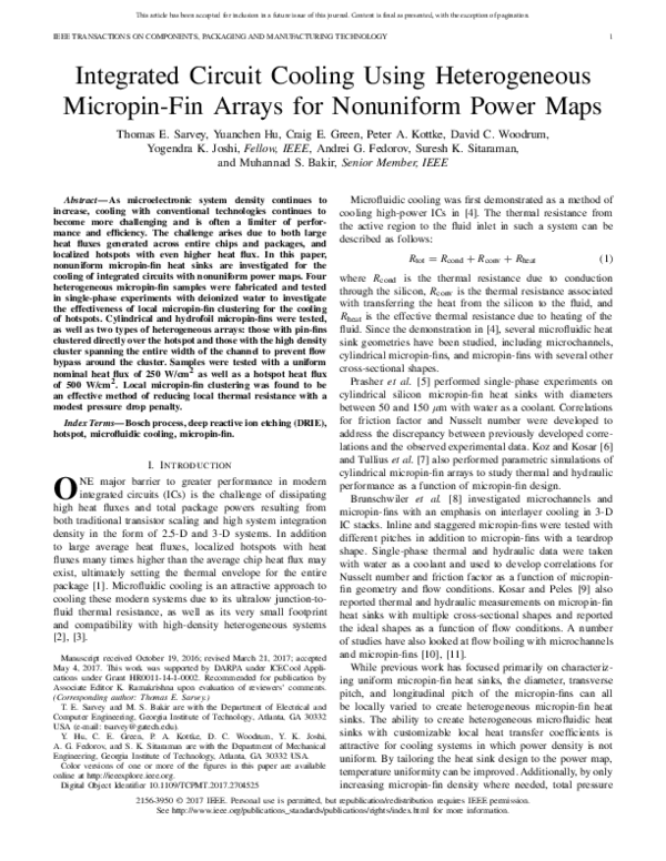 (PDF) Integrated Circuit Cooling Using Heterogeneous Micropin-Fin ...