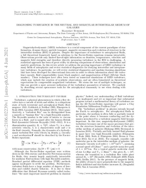 (PDF) Diagnosing Turbulence in the Neutral and Molecular Interstellar ...