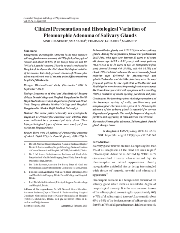 (PDF) Clinical Presentation and Histological Variation of Pleomorphic ...