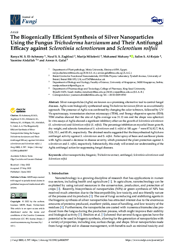(PDF) The Biogenically Efficient Synthesis of Silver Nanoparticles Using the Fungus Trichoderma ...