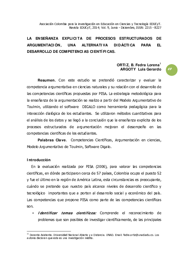 (PDF) La Enseñanza Explicita De Procesos Estructurados De Argumentación ...