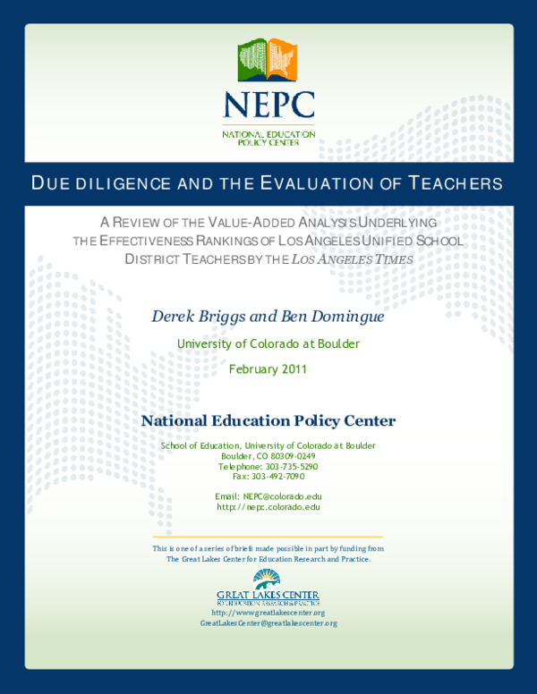 (PDF) Due Diligence and the Evaluation of Teachers: A Review of the ...