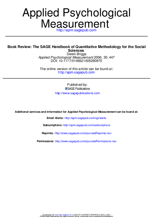(PDF) Sciences Book Review : The SAGE Handbook of Quantitative ...