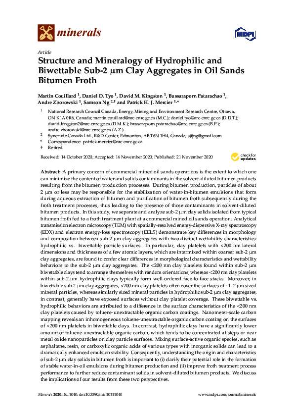 (PDF) Structure and Mineralogy of Hydrophilic and Biwettable Sub-2 µm ...