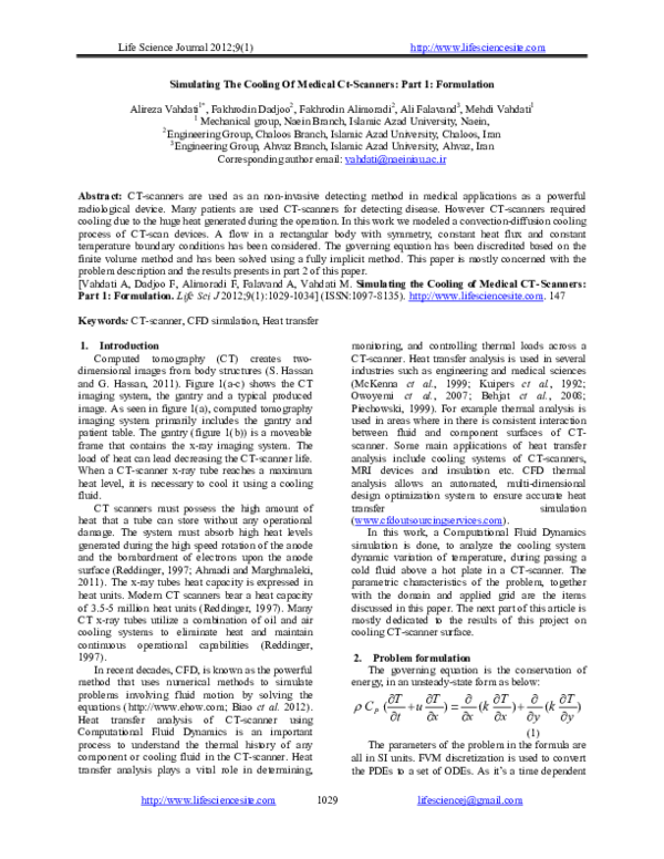 (PDF) Simulating The Cooling Of Medical Ct-Scanners: Part 1: Formulation