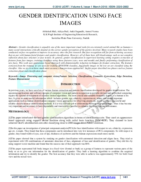 (PDF) Gender Identification Using Face Images