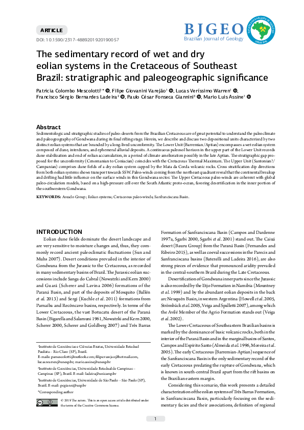 (PDF) The sedimentary record of wet and dry eolian systems in the Cretaceous of Southeast Brazil ...
