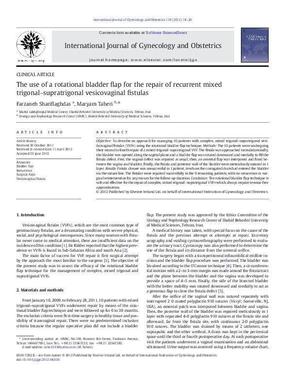(PDF) The use of a rotational bladder flap for the repair of recurrent ...