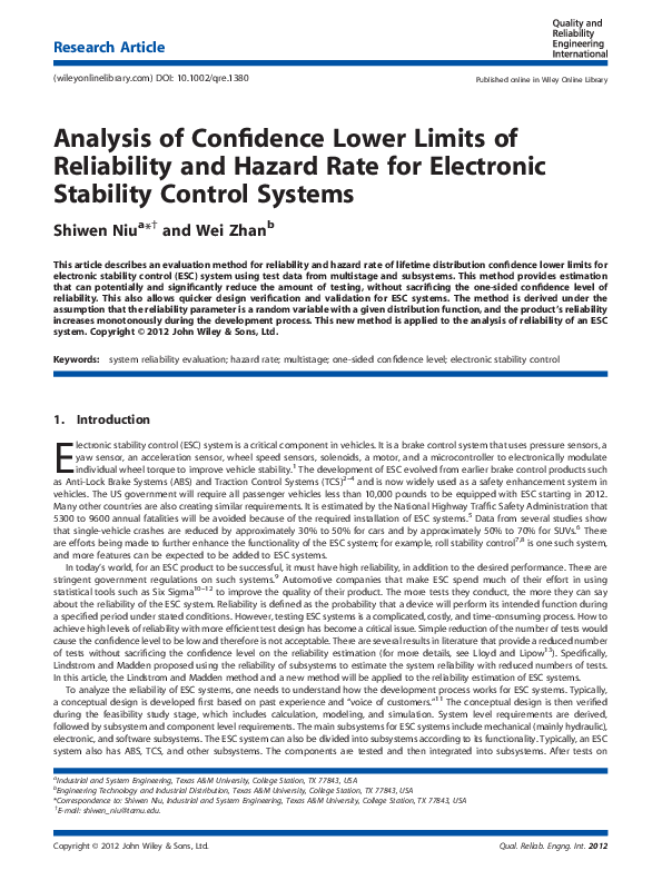 (PDF) Analysis of Confidence Lower Limits of Reliability and Hazard ...