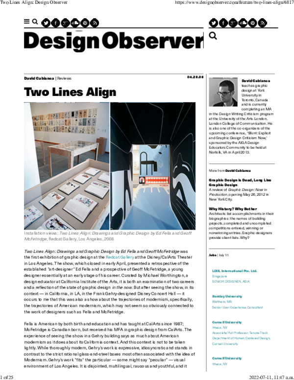 (PDF) Guest Observer: Two Lines Align: Drawings and Graphic Design by ...