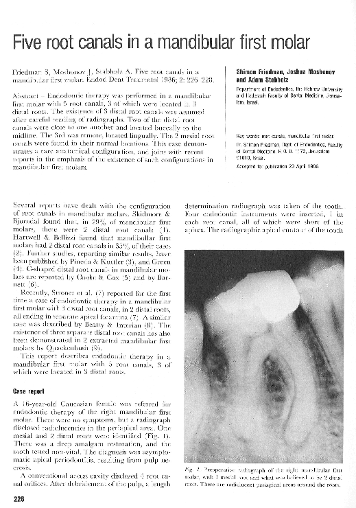 (PDF) Five root canals in a mandibular first molar | Joshua Moshonov ...