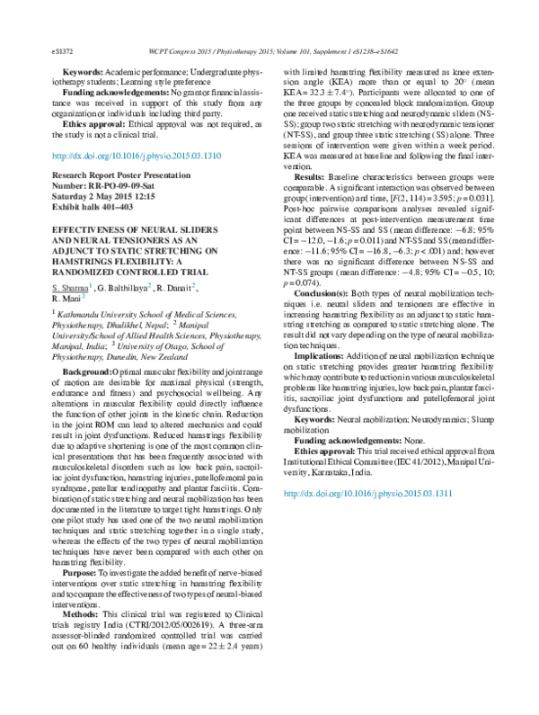 (PDF) Effectiveness of neural sliders and neural tensioners as an adjunct to static stretching ...