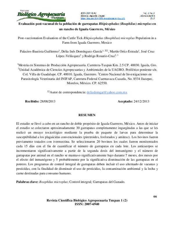 (PDF) Evaluación post-vacunal de la población de garrapatas ...