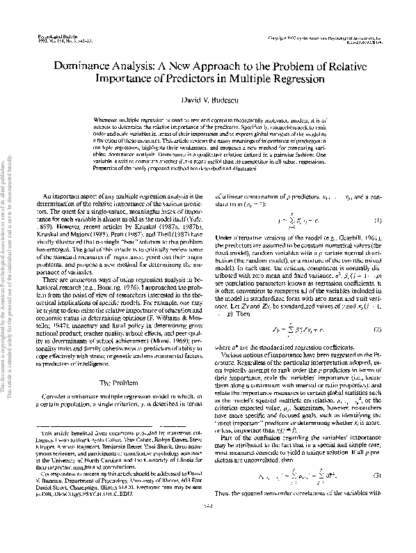 Pdf Dominance Analysis A New Approach To The Problem Of Relative