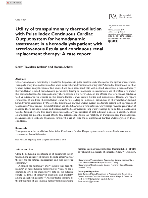 (PDF) Utility of transpulmonary thermodilution with Pulse Index ...
