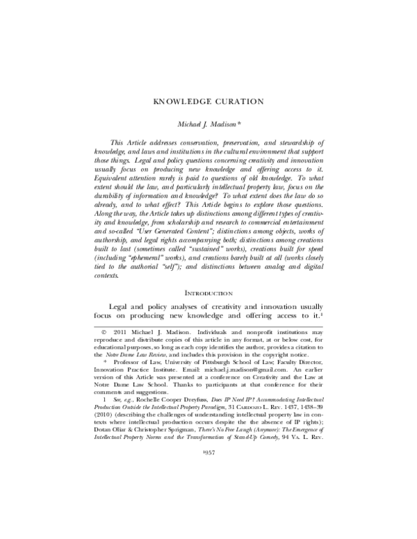 (PDF) Knowledge Curation