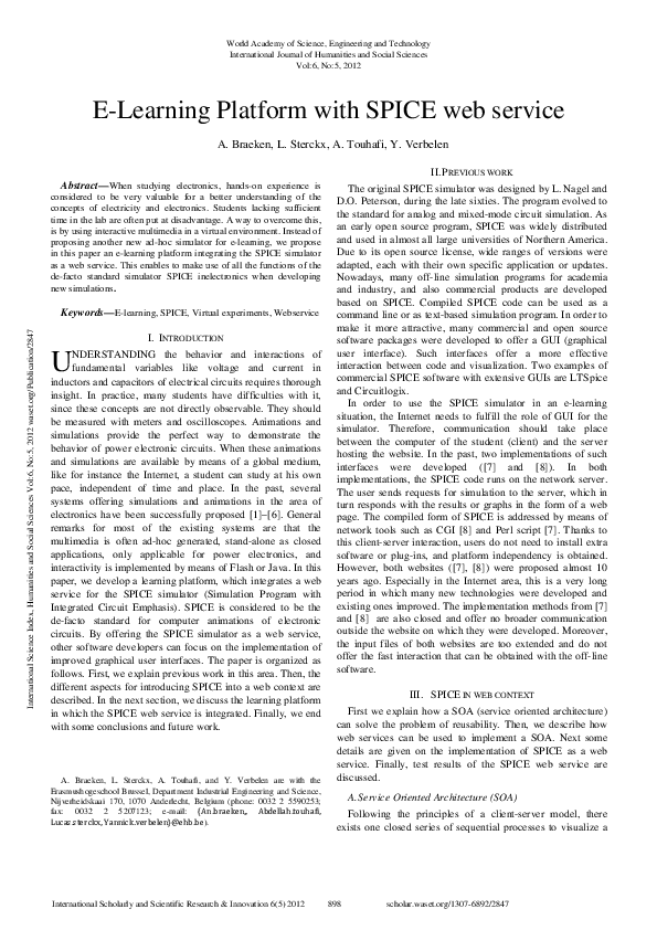 (PDF) E-Learning Platform With Spice Web Service