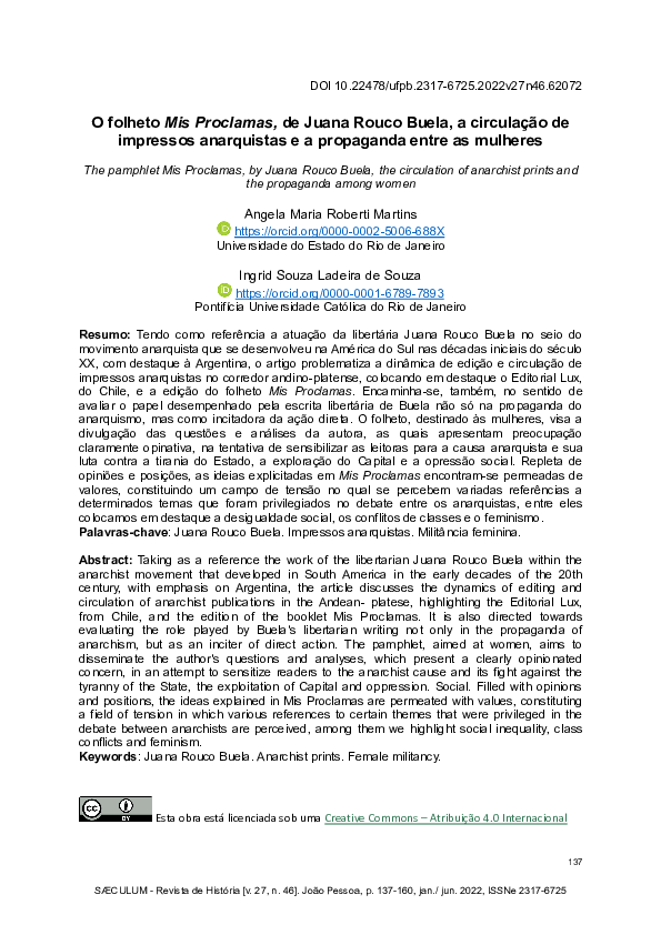 (PDF) O folheto Mis Proclamas, de Juana Rouco Buela, a circulação de ...