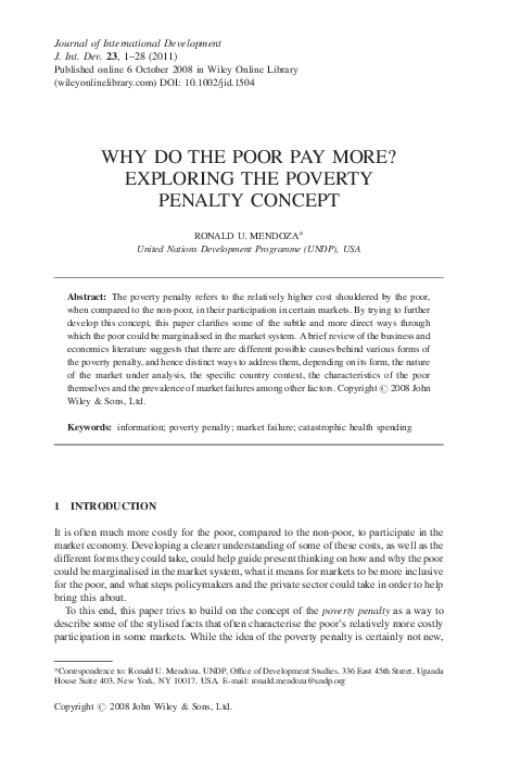 (PDF) Why do the poor pay more? Exploring the poverty penalty concept