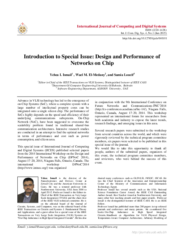 (PDF) Introduction to Special Issue: Design and Performance of Networks ...